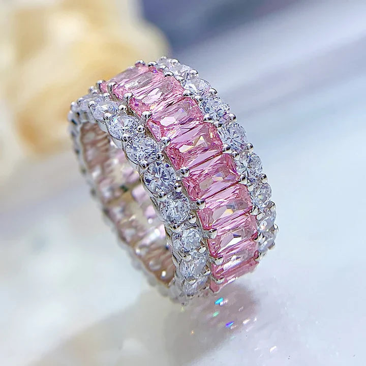Gorgeous Pink Tripe Row Wedding Band – Juluro