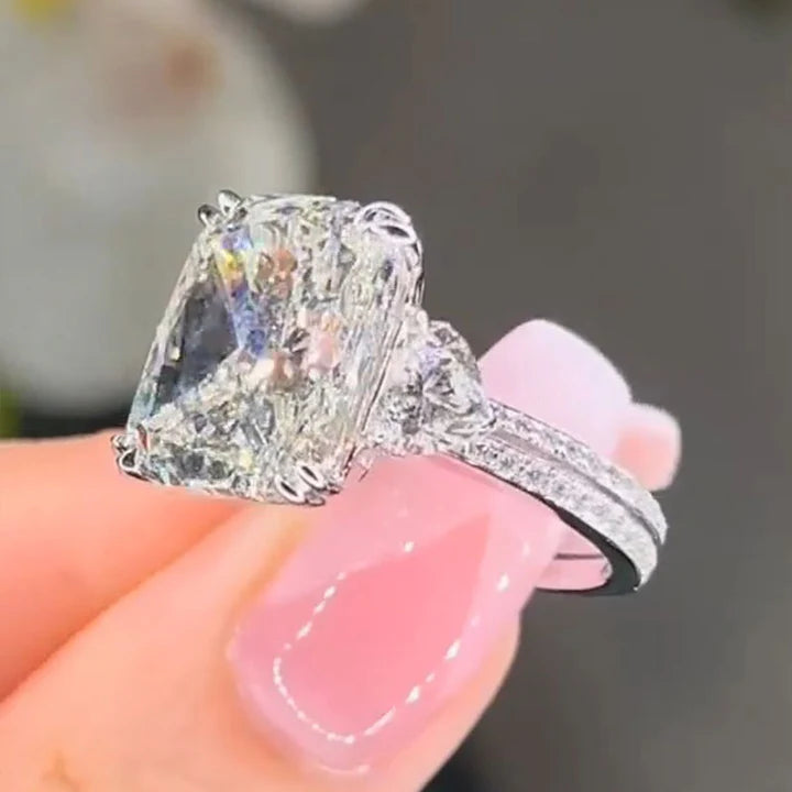 Stunning Radiant Cut Sterling Silver Engagament Ring – Juluro