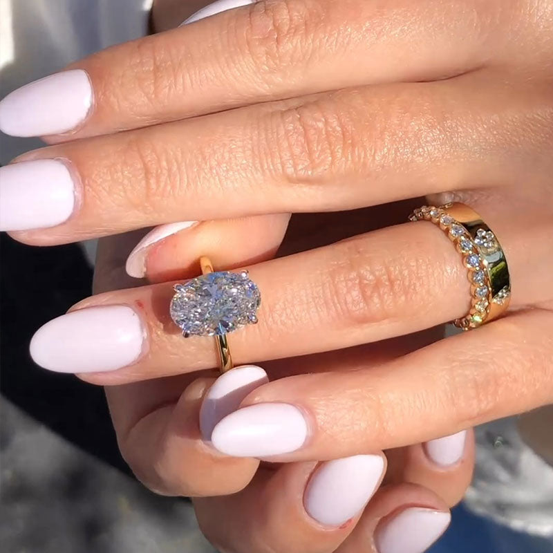 Stunning Oval Cut Sterling Silver Bridal Set In Golden Tone – Juluro