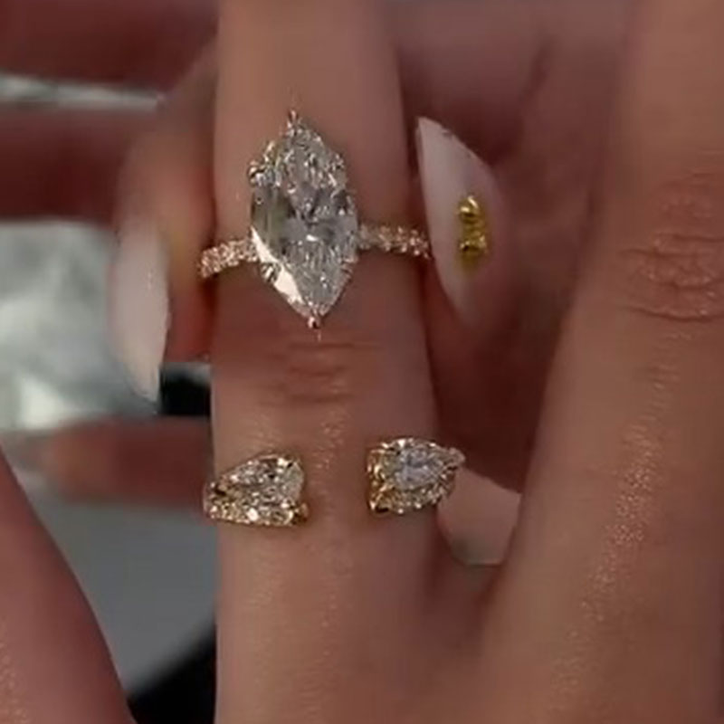 Unique 4.0Ct Marquise Cut Insert Wedding Ring Set For Women In Sterling ...