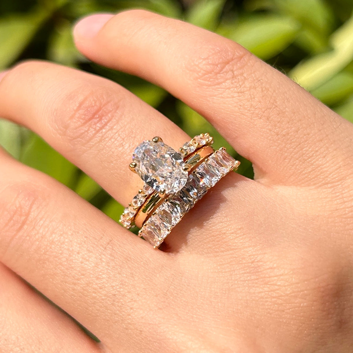Unique Design Stunning Oval Cut Sterling Silver Bridal Set – Juluro