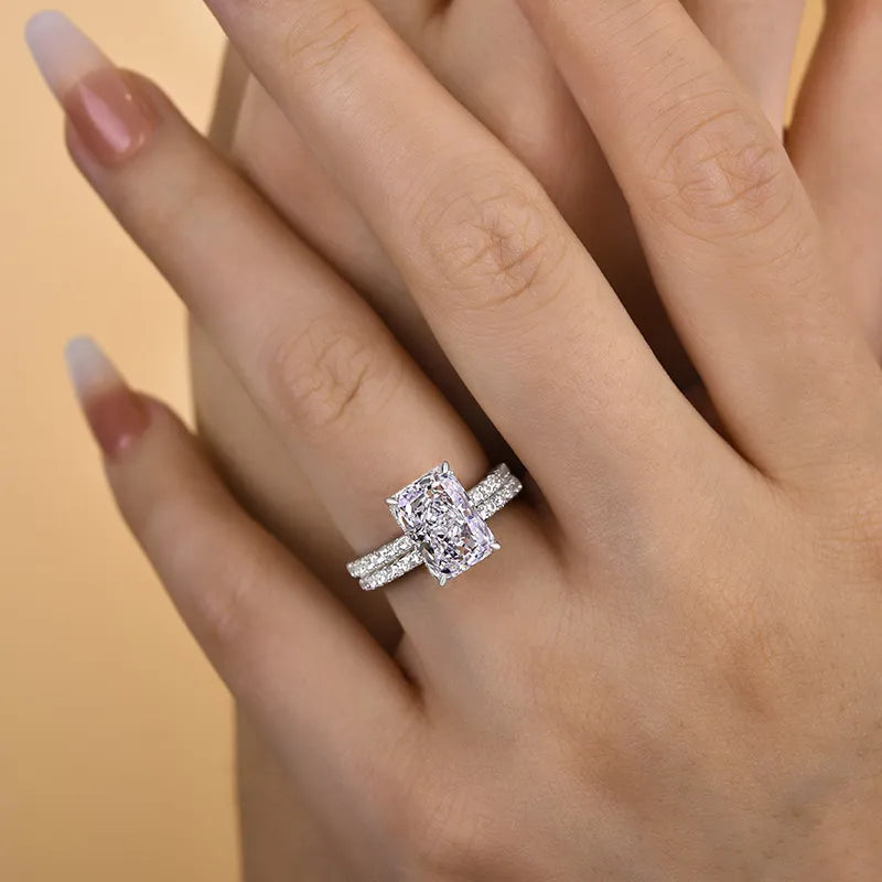 Gorgeous 3.5 Carat Radiant Cut Bridal Set In Sterling Silver – Juluro