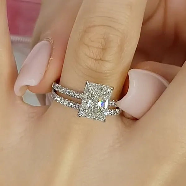 Gorgeous 3.5 Carat Radiant Cut Bridal Set In Sterling Silver – Juluro
