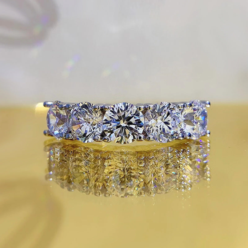 Classic Five Stones Sterling Silver Wedding Band – Juluro