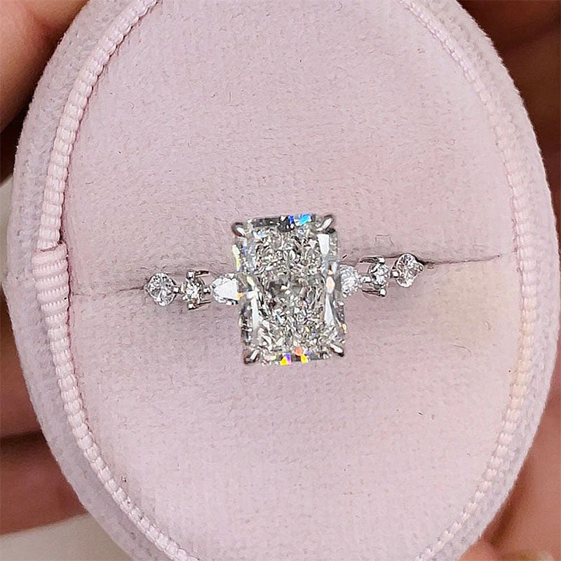 Sparkle Radiant Cut Engagement Ring In Sterling Silver – Juluro