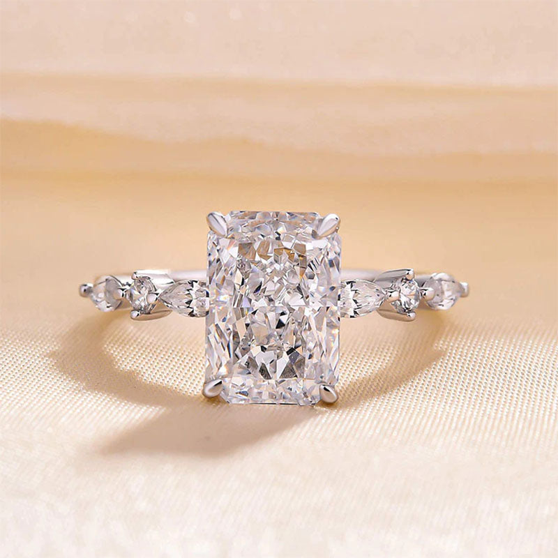 Sparkle Radiant Cut Engagement Ring In Sterling Silver – Juluro