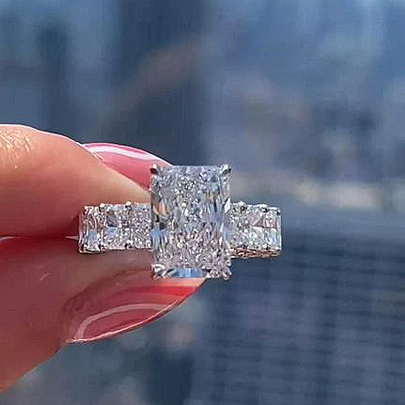 Stunning Radiant Cut Sterling Silver Engagement Ring For Her – Juluro