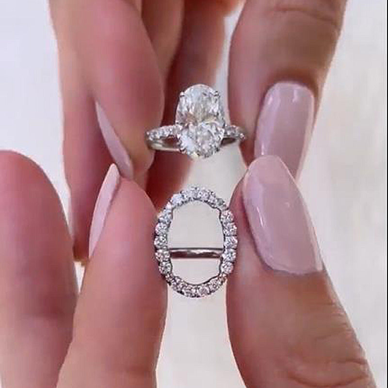 Unique Design Oval Cut Insert Bridal Set In Sterling Silver – Juluro
