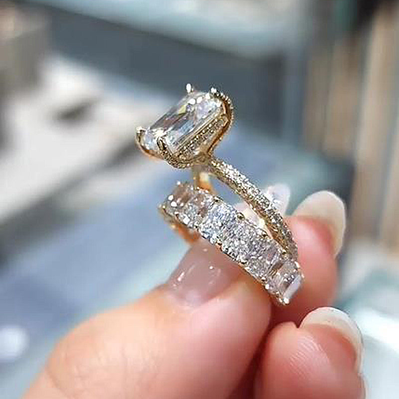 Gorgeous Emerald Cut Wedding Bridal Set In Sterling Silver – Juluro